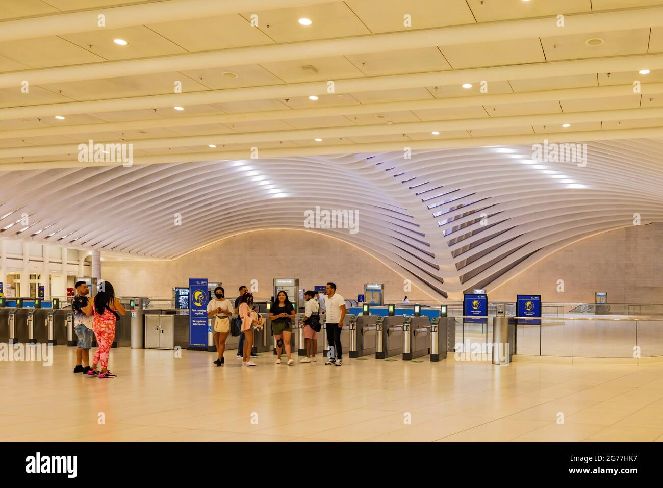 New York, JUL 4, 2021 - Interior view of the Oculus Center Stock Photo ...
