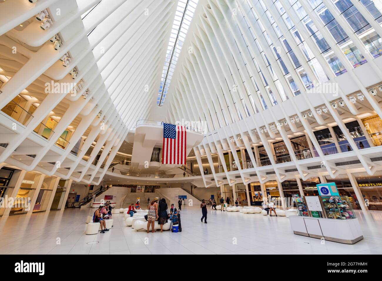 New York, JUL 4, 2021 - Interior view of the Oculus Center Stock Photo ...