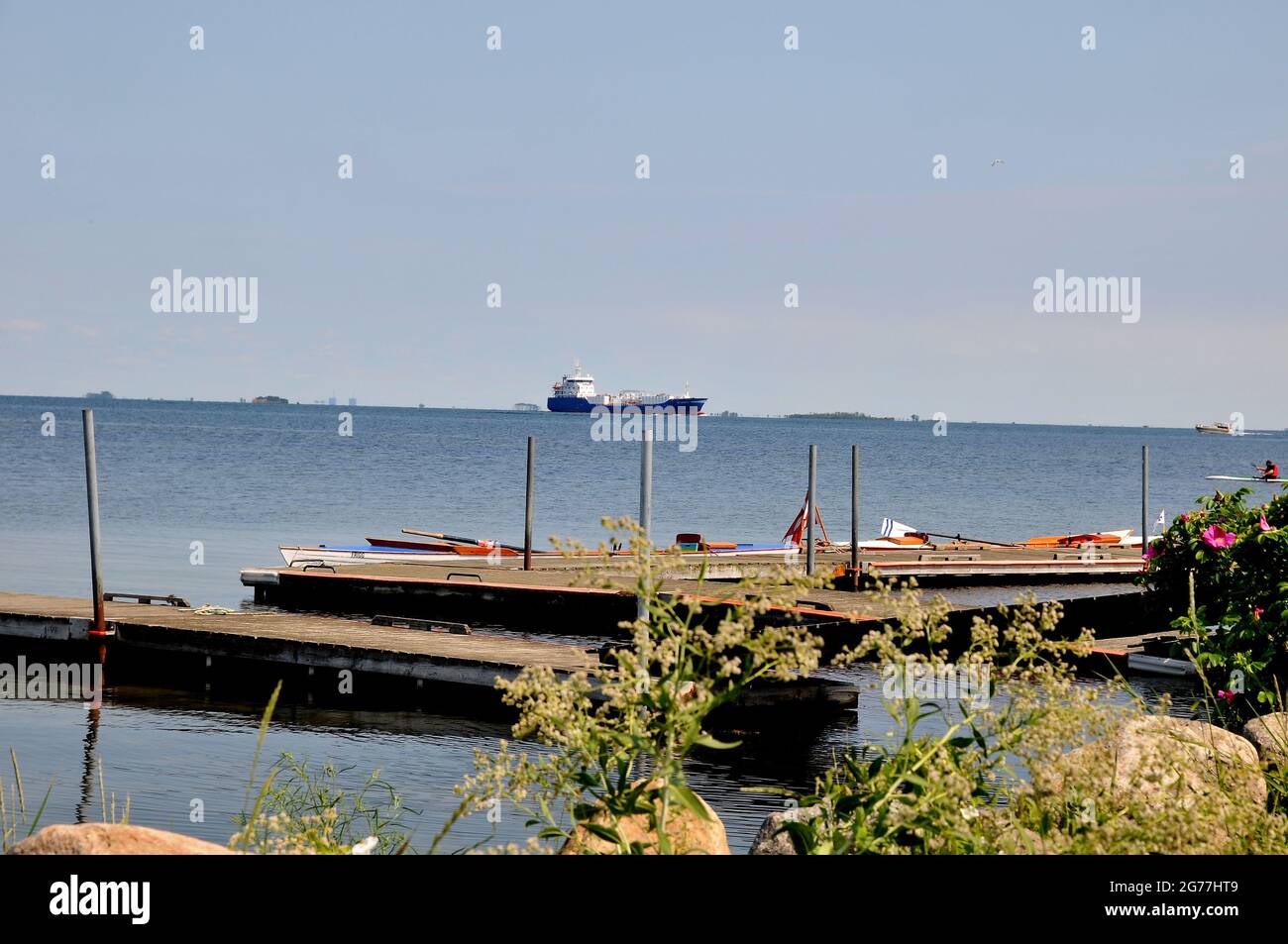 dragor/ Denmark. 11 July 2021, Dragor coast line comercial cargo pasin ...