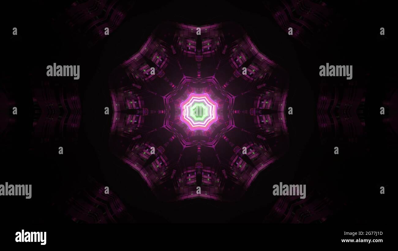 3D rendering of a dark abyss with an abstract glowing pattern in the ...