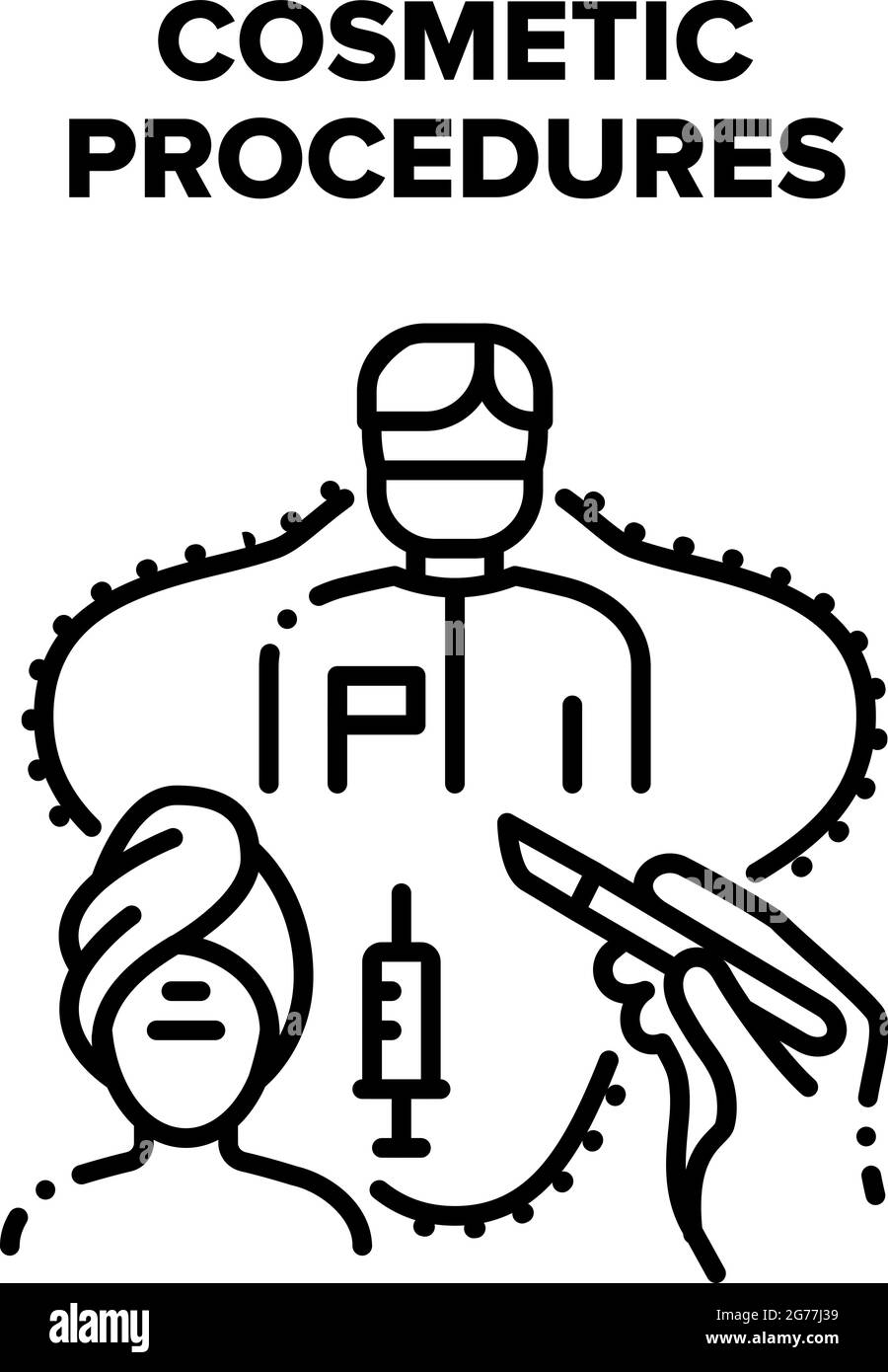 Cosmetic Beauty Procedures Vector Black Illustration Stock Vector Image ...