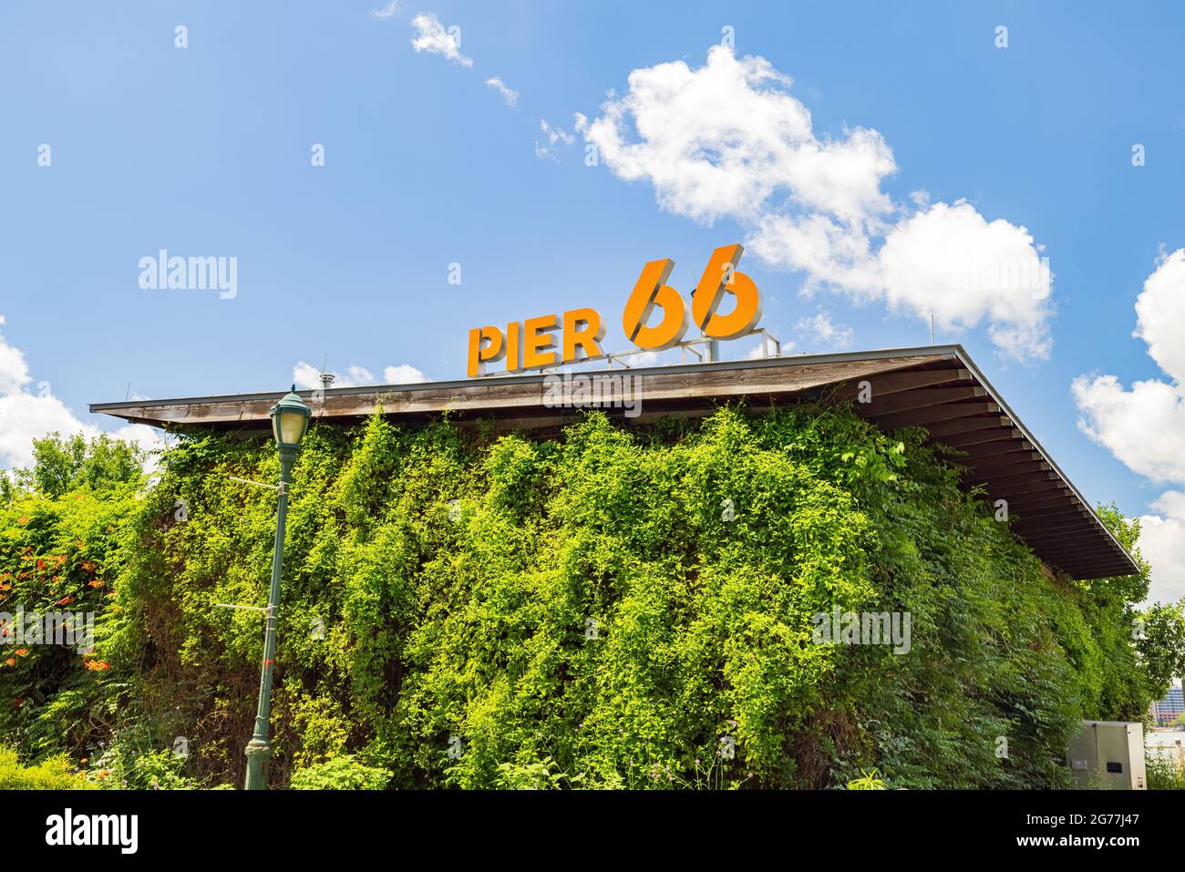 New York, JUL 4, 2021 - Sunny view of the Pier 66 , Habitat Garden at ...