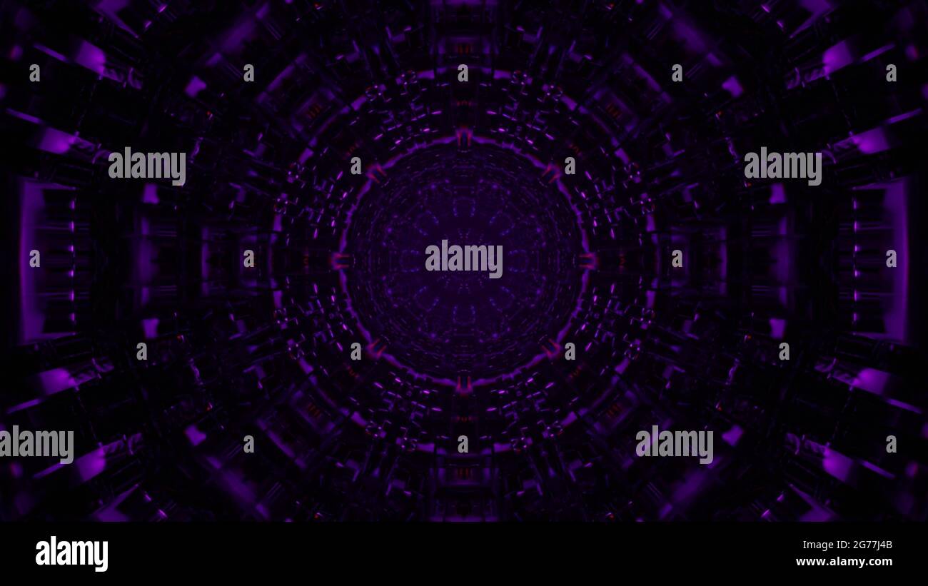 3D rendering of a deep dark abyss with neon purple streaks inside it in ...