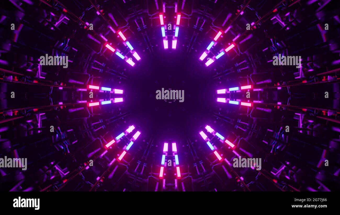 3D rendering of a glowing intergalactic tunnel leading to another ...