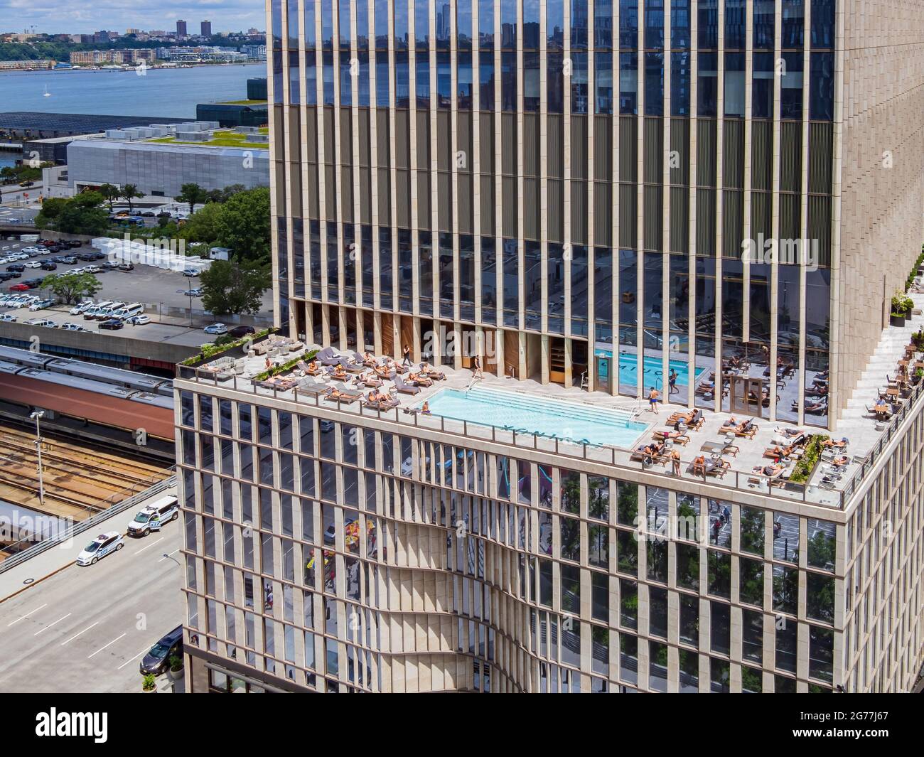 New York, JUL 4, 2021 - Sunny view of the Equinox Hotel New York with ...