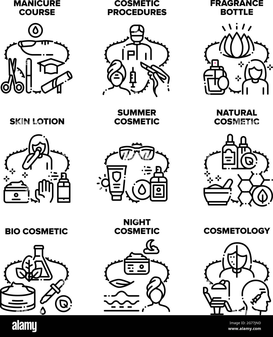 Cosmetic Procedures Set Icons Vector Black Illustration Stock Vector ...
