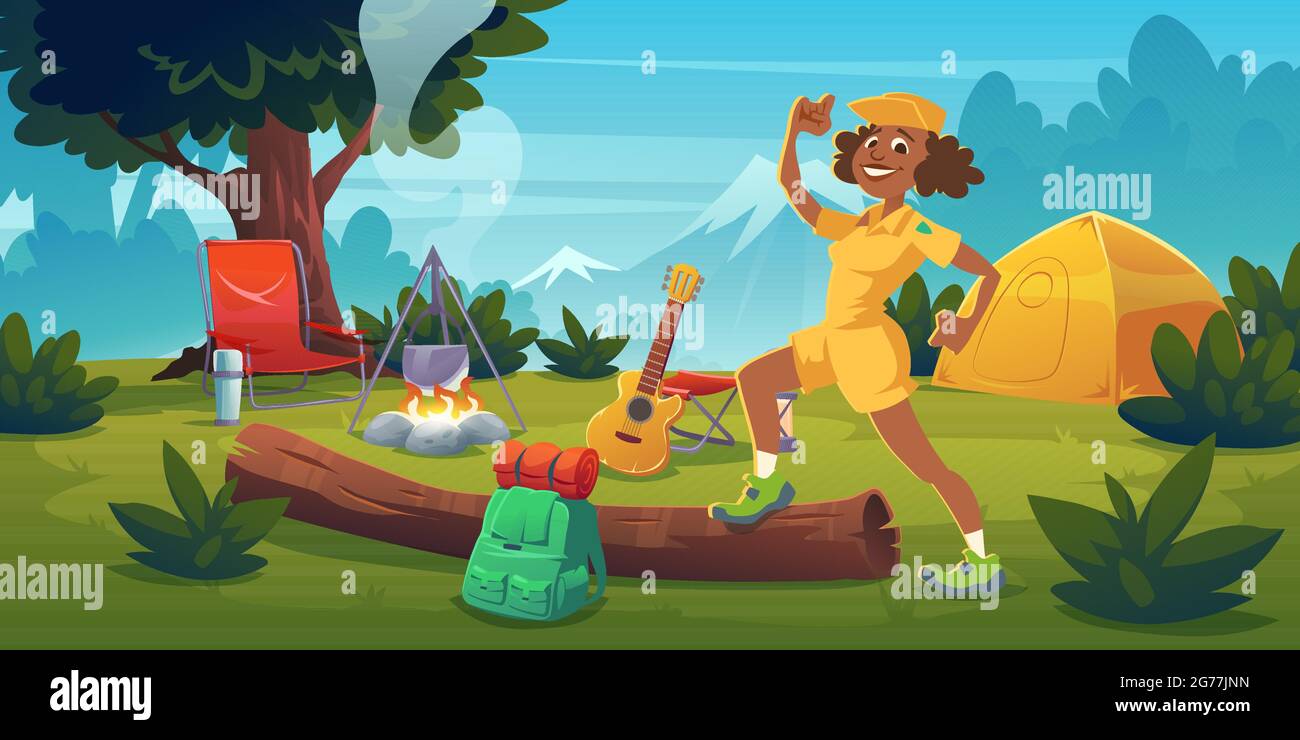 Forest trip tent campfire Stock Vector Images - Alamy