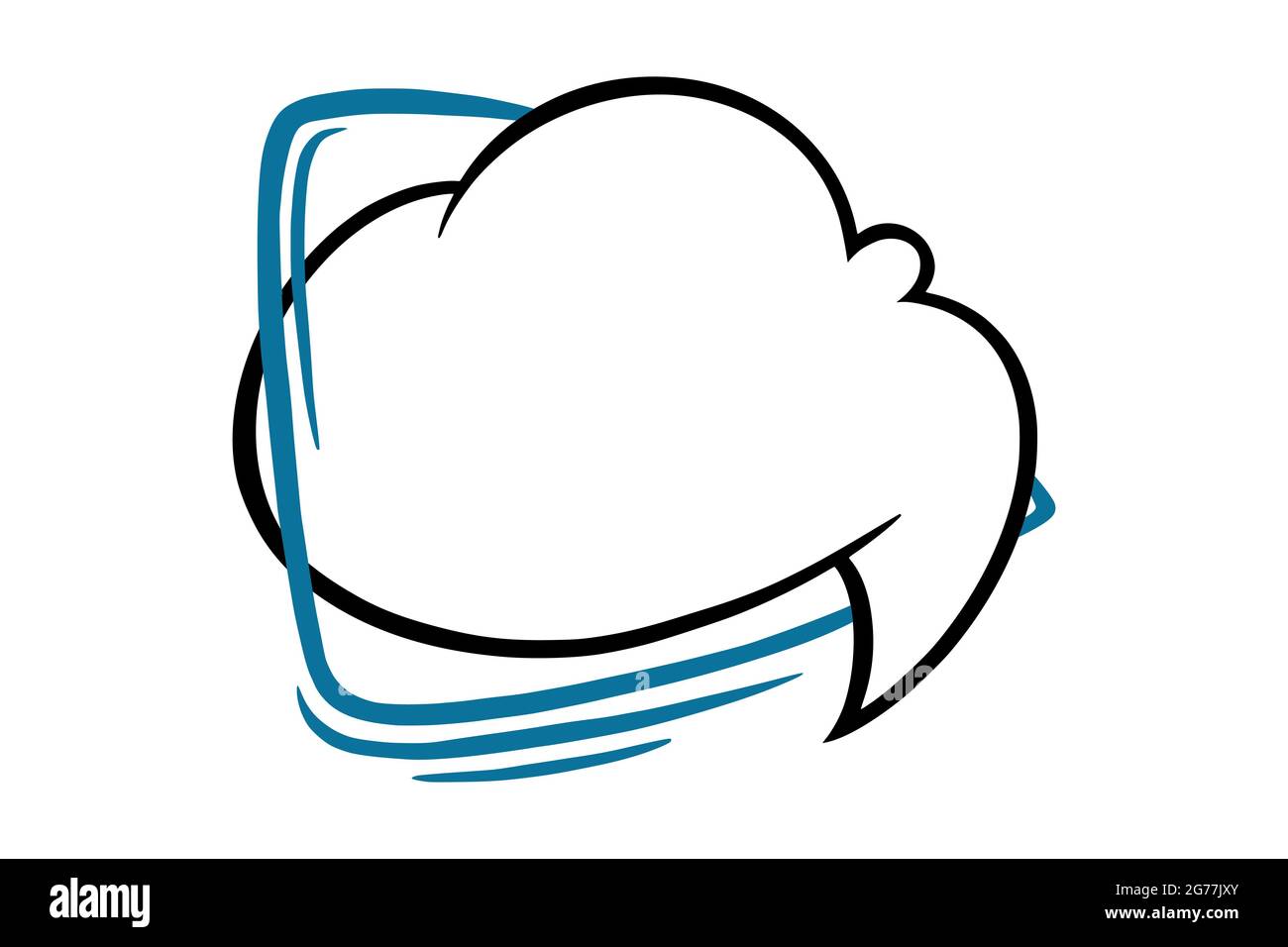 Cloud speech bubble with blue lines. Outline speech box or frame ...