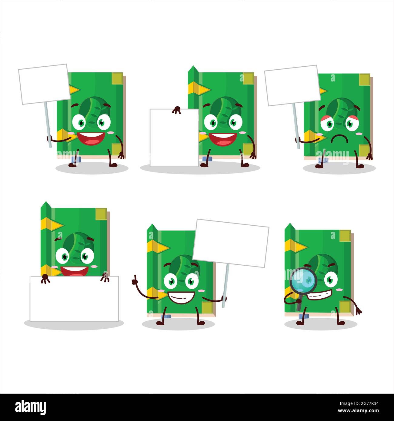 Earth book of magic cartoon character bring information board. Vector ...