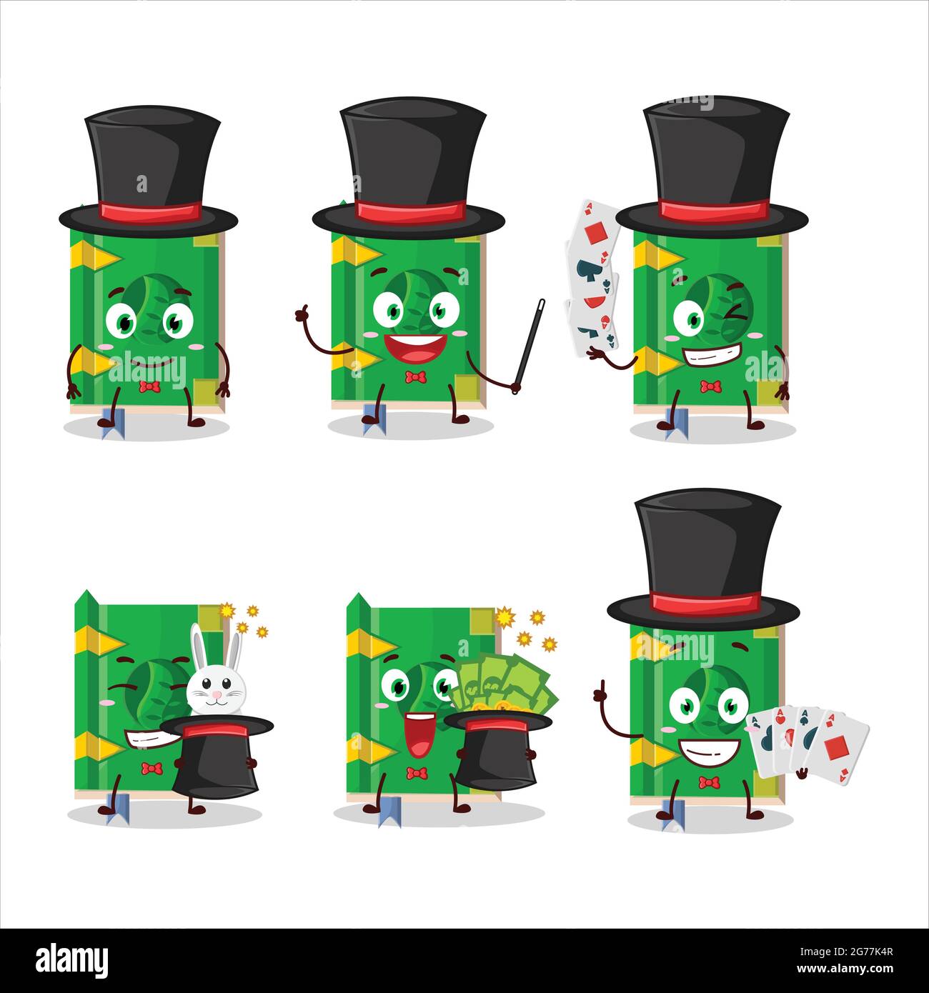 A earth book of magic Magician cartoon character perform on a stage ...