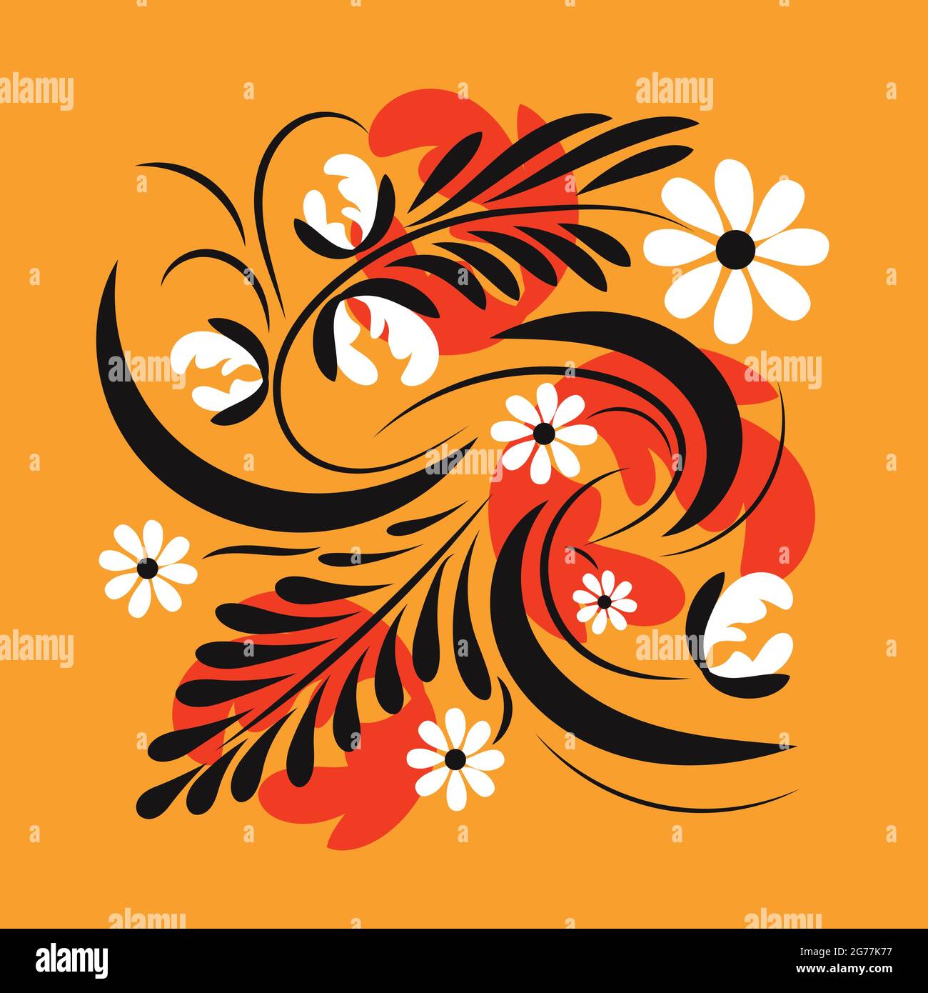 Folk floral print, poster Floral bouquet of fantasy folk flowers ...