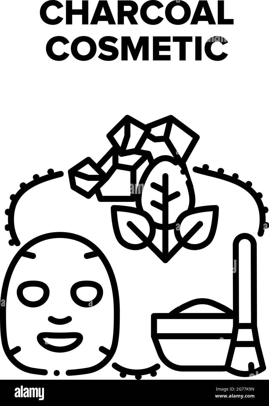 Charcoal Cosmetic Skincare Vector Black Illustration Stock Vector Image ...