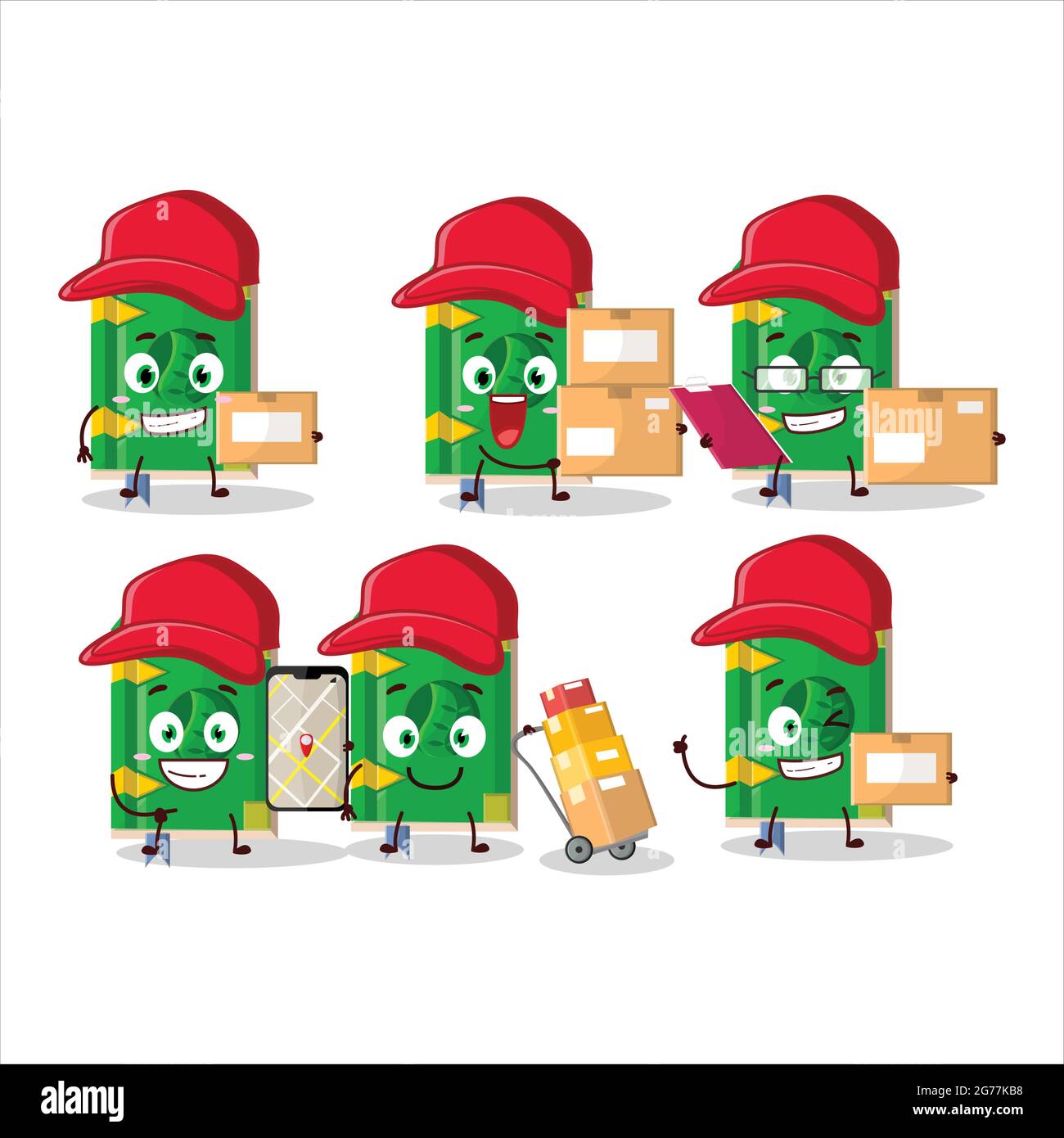 Cartoon character design of earth book of magic working as a courier ...