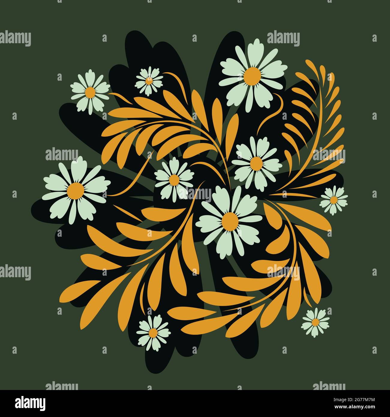 Folk floral flowers print Floral bouquet of fantasy folk flowers ...