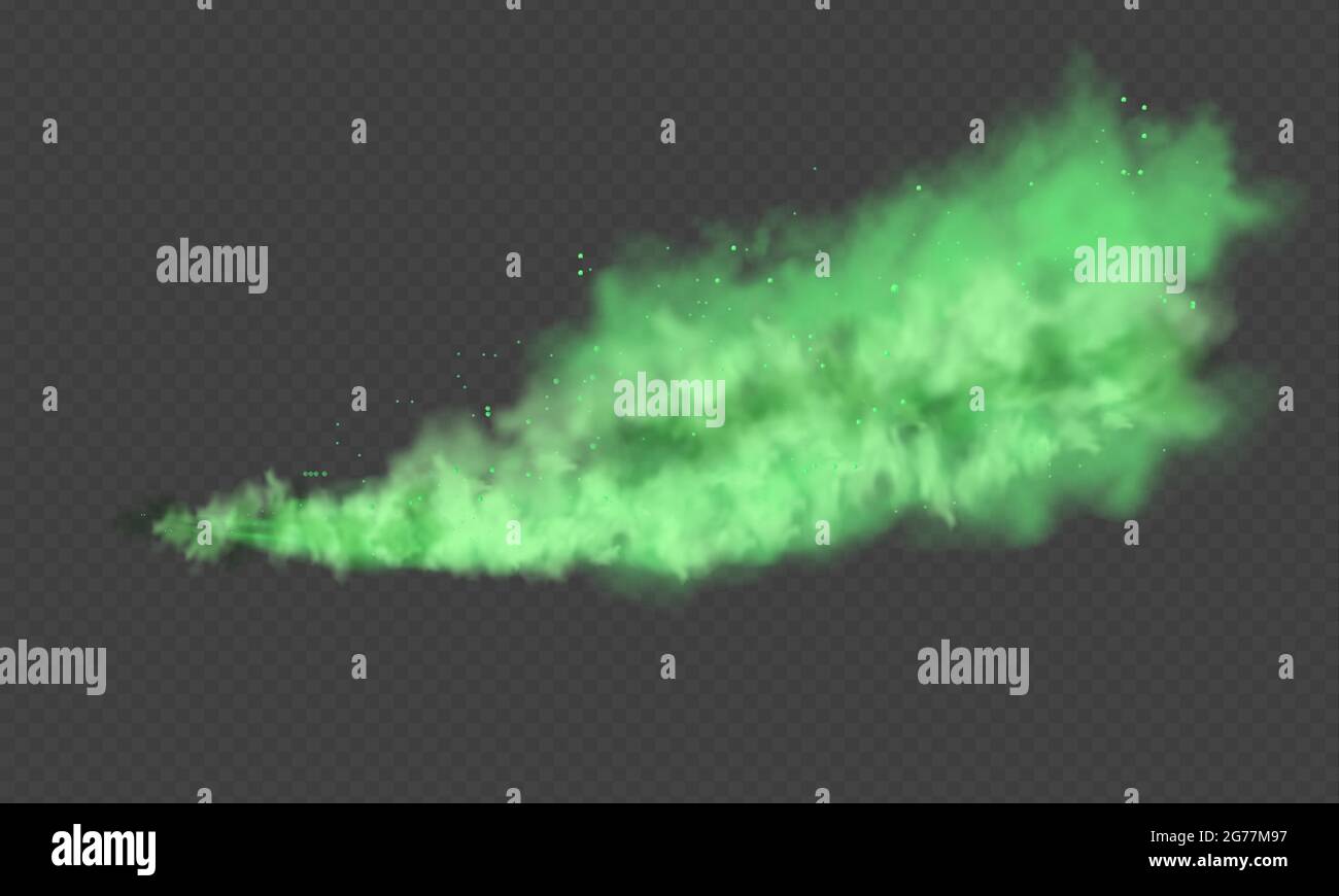 Green dust. Abstract blurry smoke with green particles. Smoke or dust ...