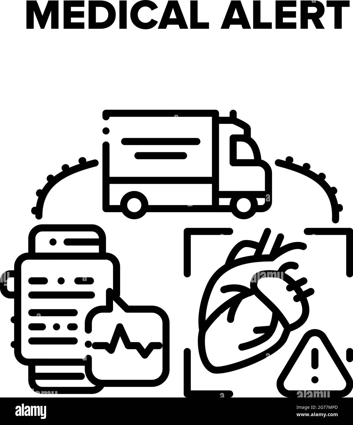 Medical Alert Vector Black Illustration Stock Vector Image & Art - Alamy