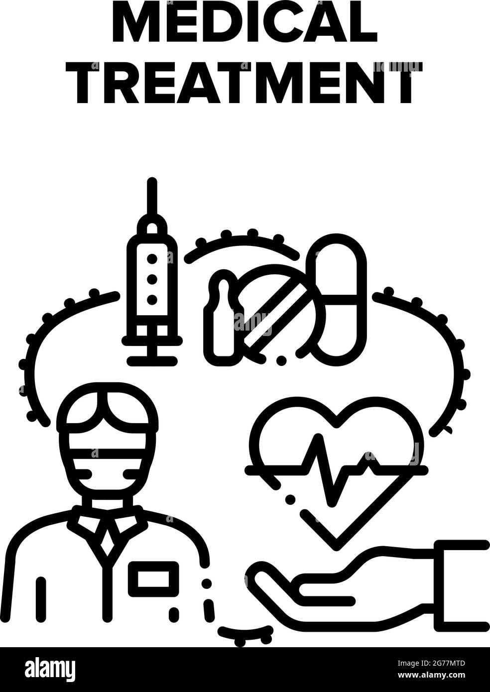 Medical Treatment Health Vector Black Illustration Stock Vector Image ...