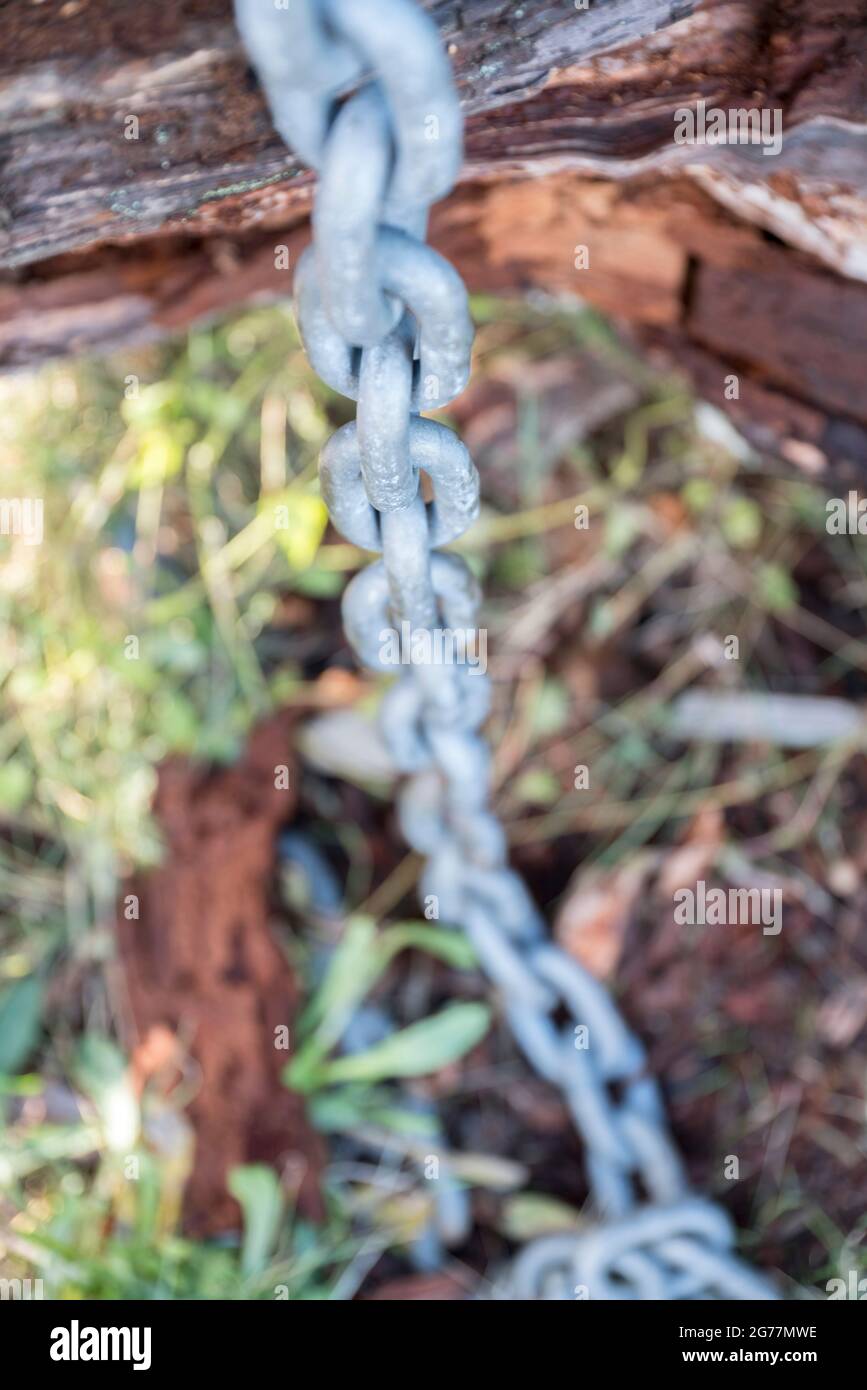 Selective focus shot of a hot galvanized metal chain Stock Photo - Alamy