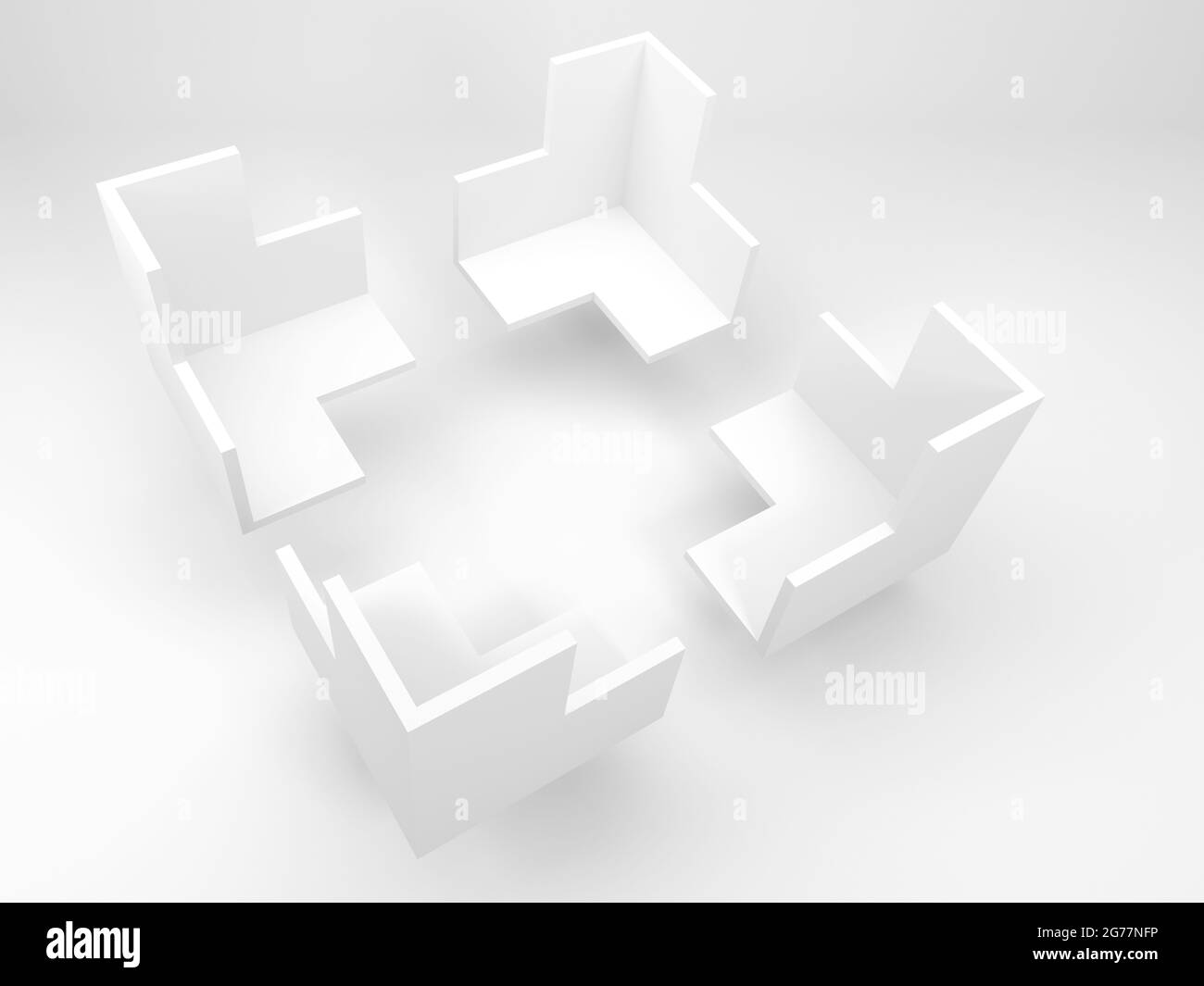 Abstract white geometric object in shape of corners of a bounding frame ...