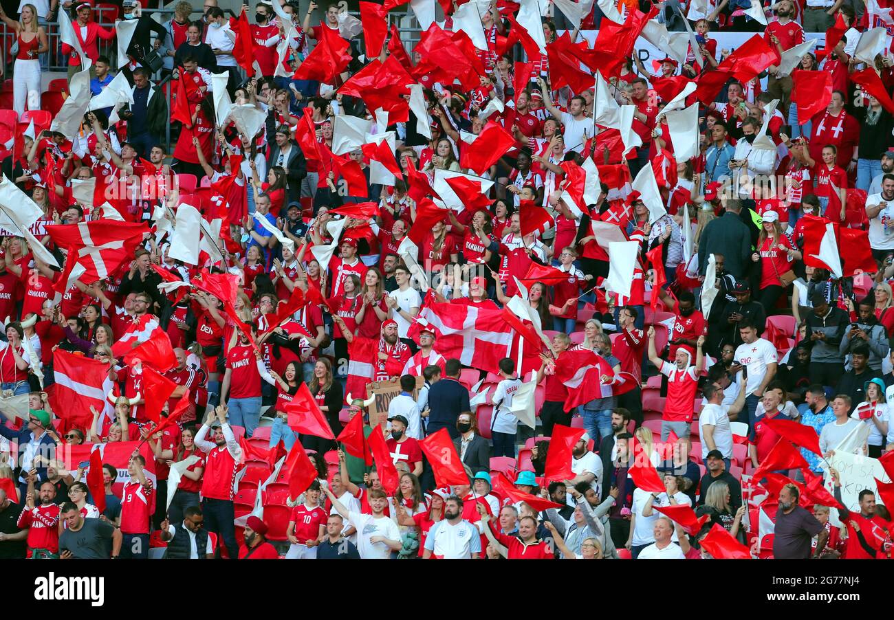 DENMARK FANS, ENGLAND V DENMARK, 2021 Stock Photo - Alamy