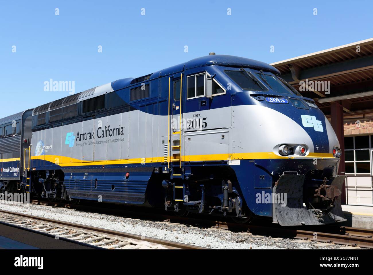 EMD F59PHI CDTX 2015 diesel passenger locomotive in Amtrak California livery at San Jose Diridon ...