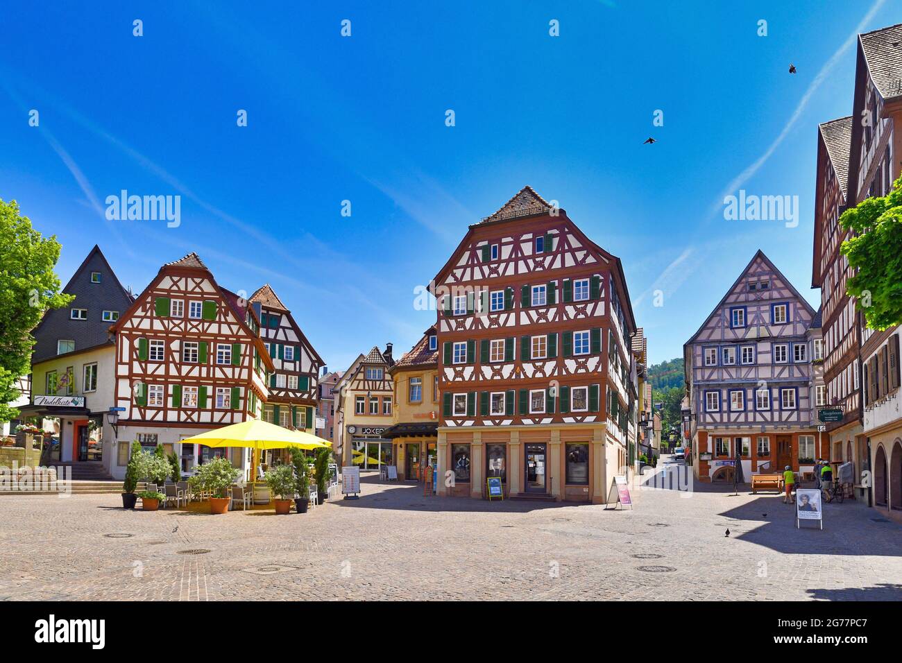 Mosbach, Germany - June 2021: Old market place with beautiful historic ...