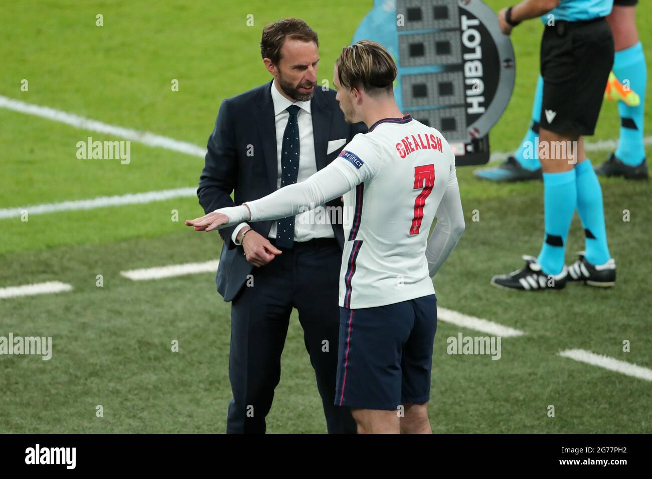 GARETH SOUTHGATE, JACK GREALISH, ENGLAND V DENMARK, 2021 Stock Photo ...