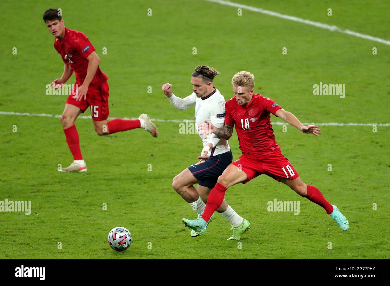JOAKIM MAEHLE, JACK GREALISH, DANIEL WASS, ENGLAND V DENMARK, 2021 ...