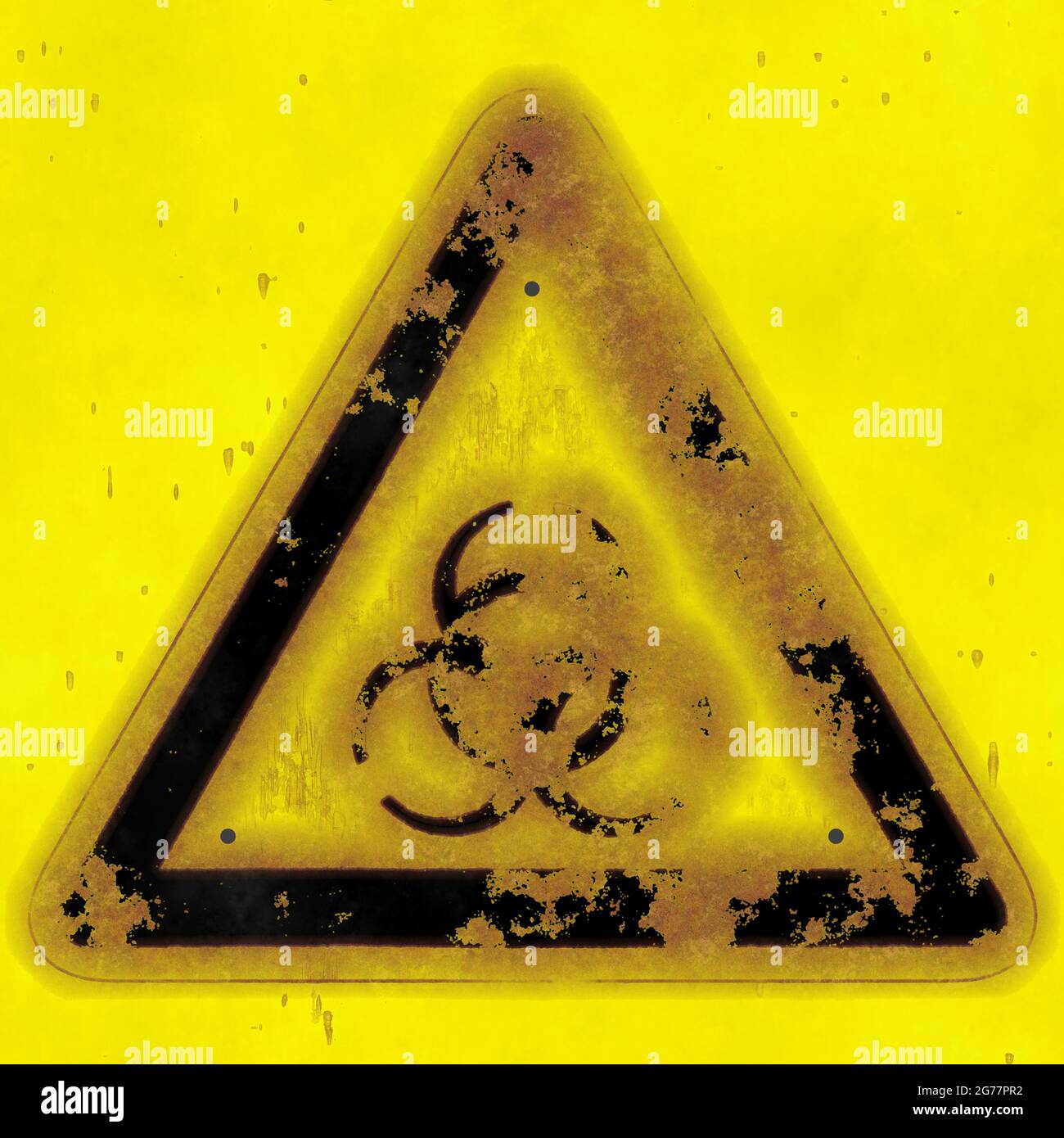 Illustration of biohazard warning grunge triangle sign isolated on ...