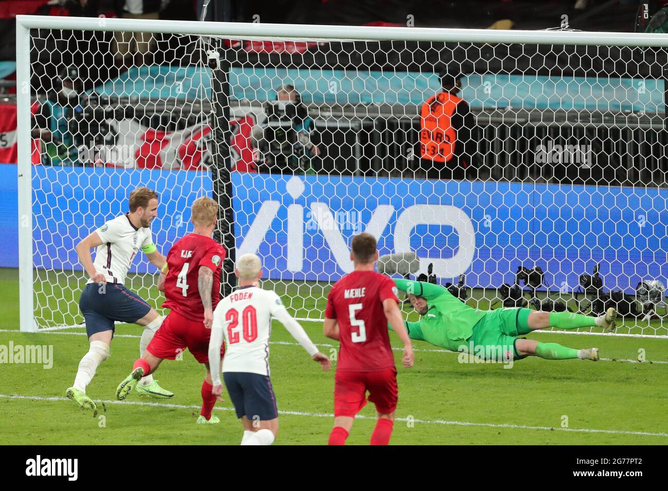 HARRY KANE SCORES, ENGLAND V DENMARK, 2021 Stock Photo - Alamy