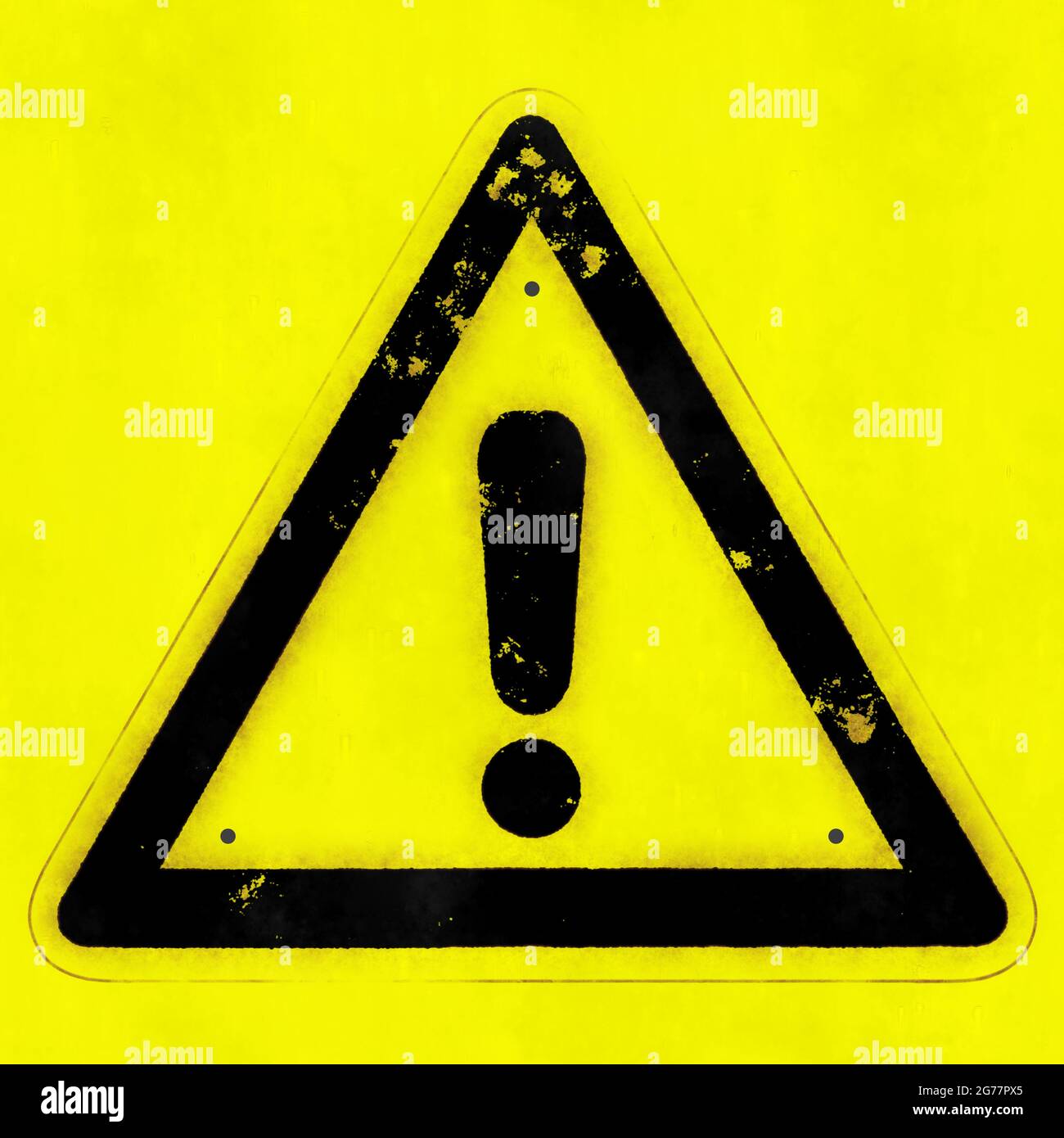 Illustration of hazard warning triangle sign isolated on yellow ...
