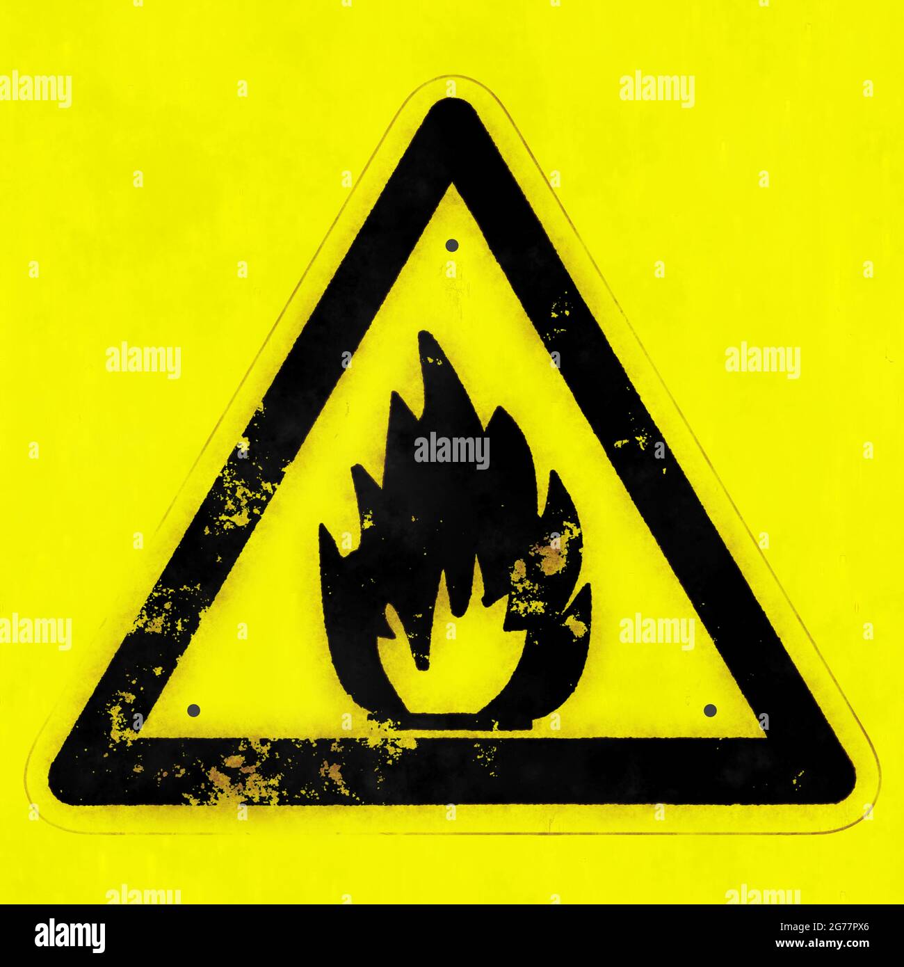 Illustration of fire warning triangle sign isolated on yellow ...
