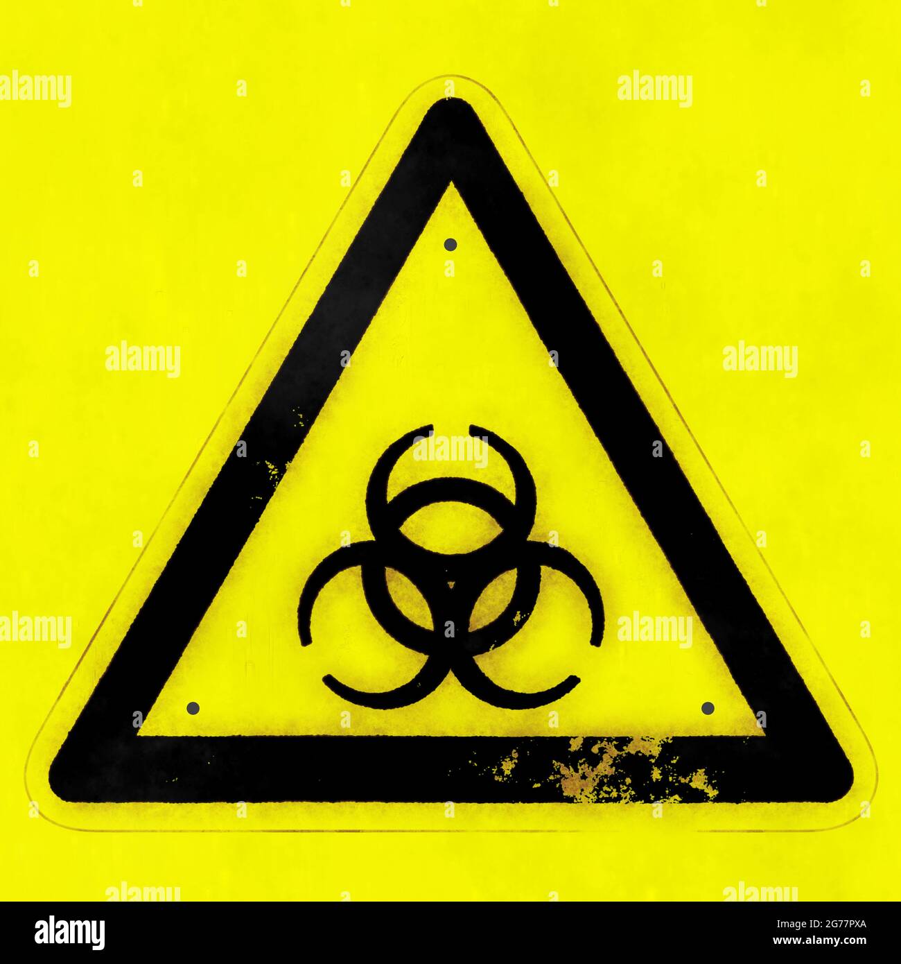 Illustration of biohazard warning triangle sign isolated on yellow ...
