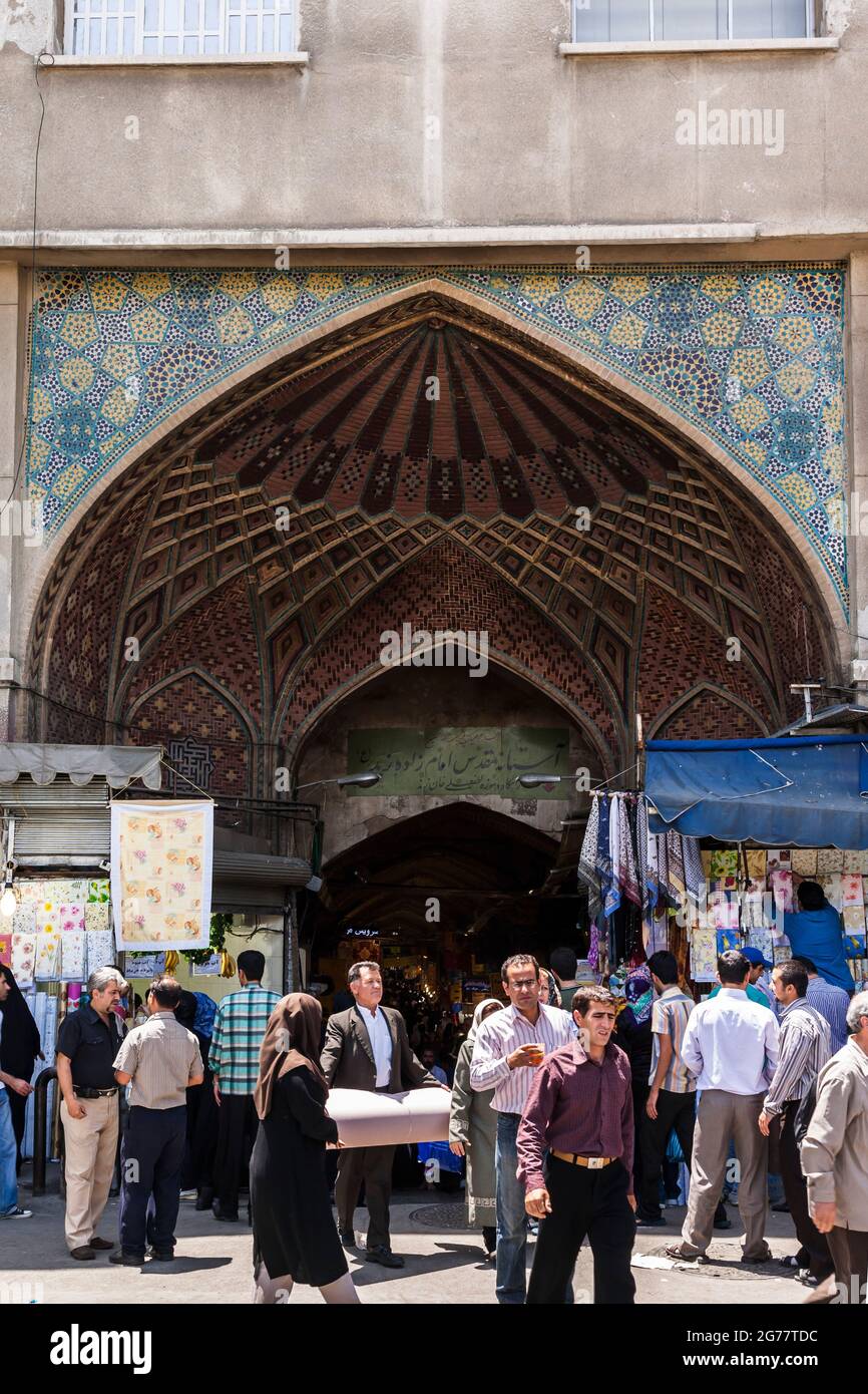 Tehran bazaar, entrance, historical trading center with arched ...