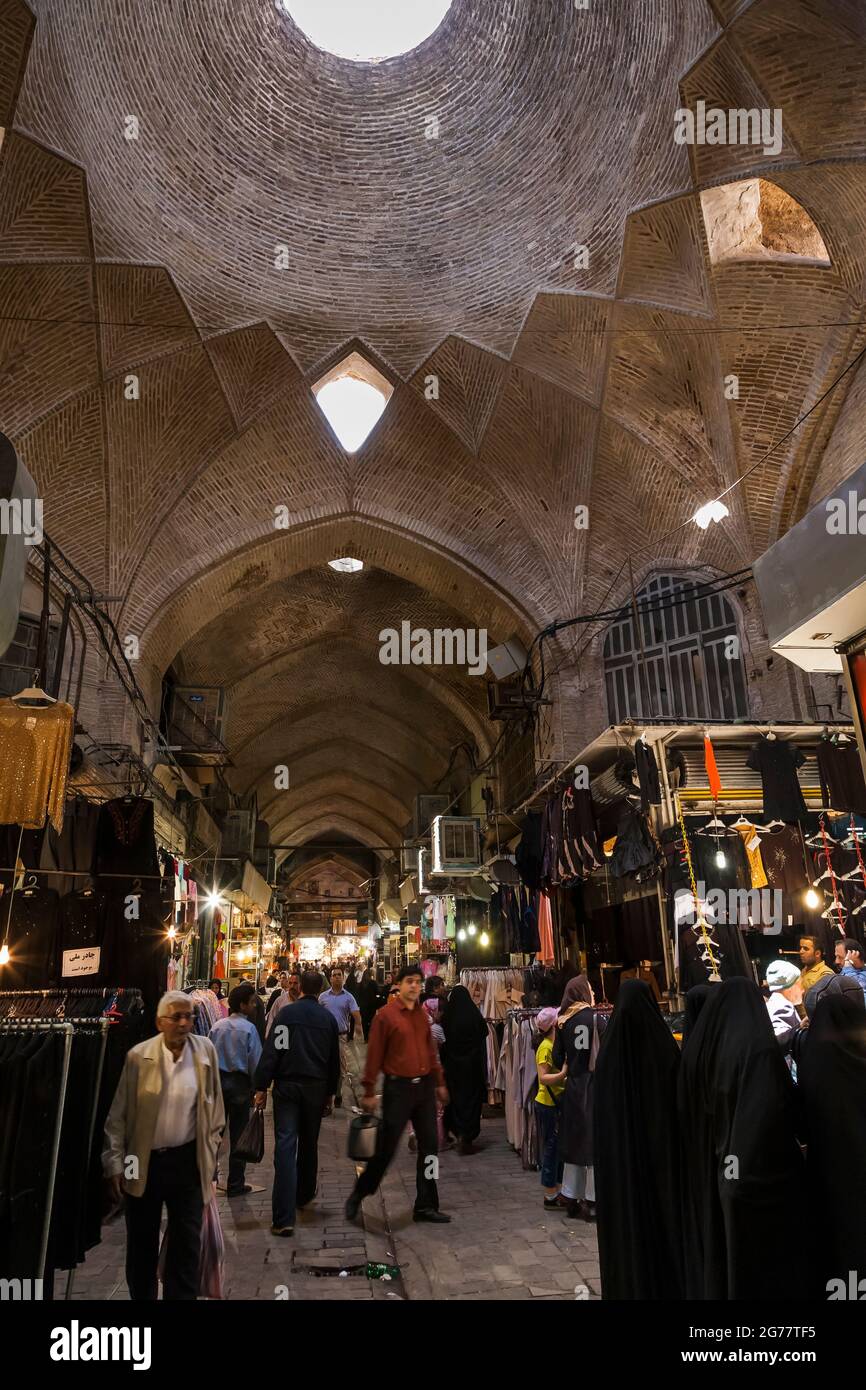 Tehran bazaar, historical trading center with arched passageway as ...