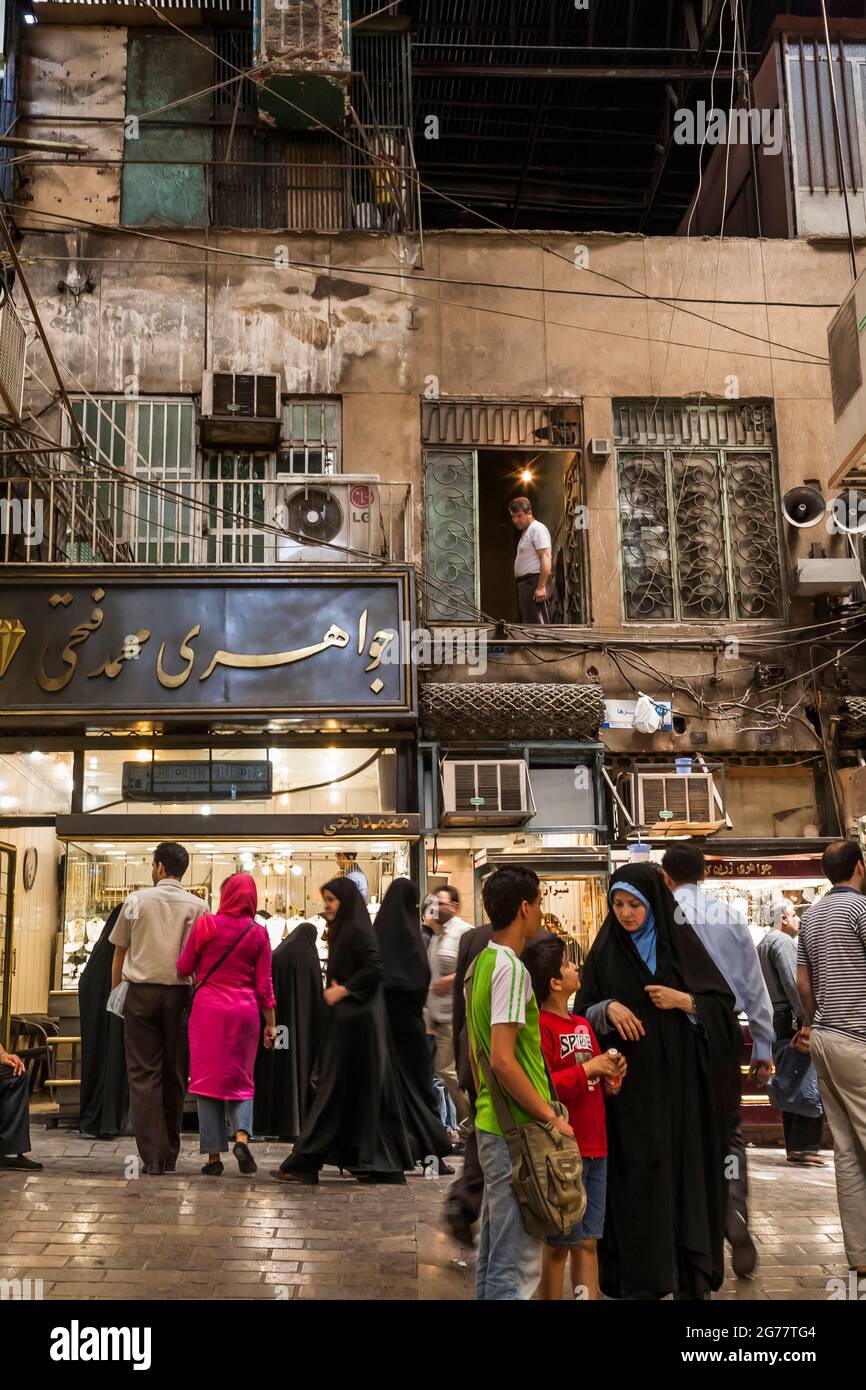 Tehran bazaar, historical trading center with arched passageway as ...