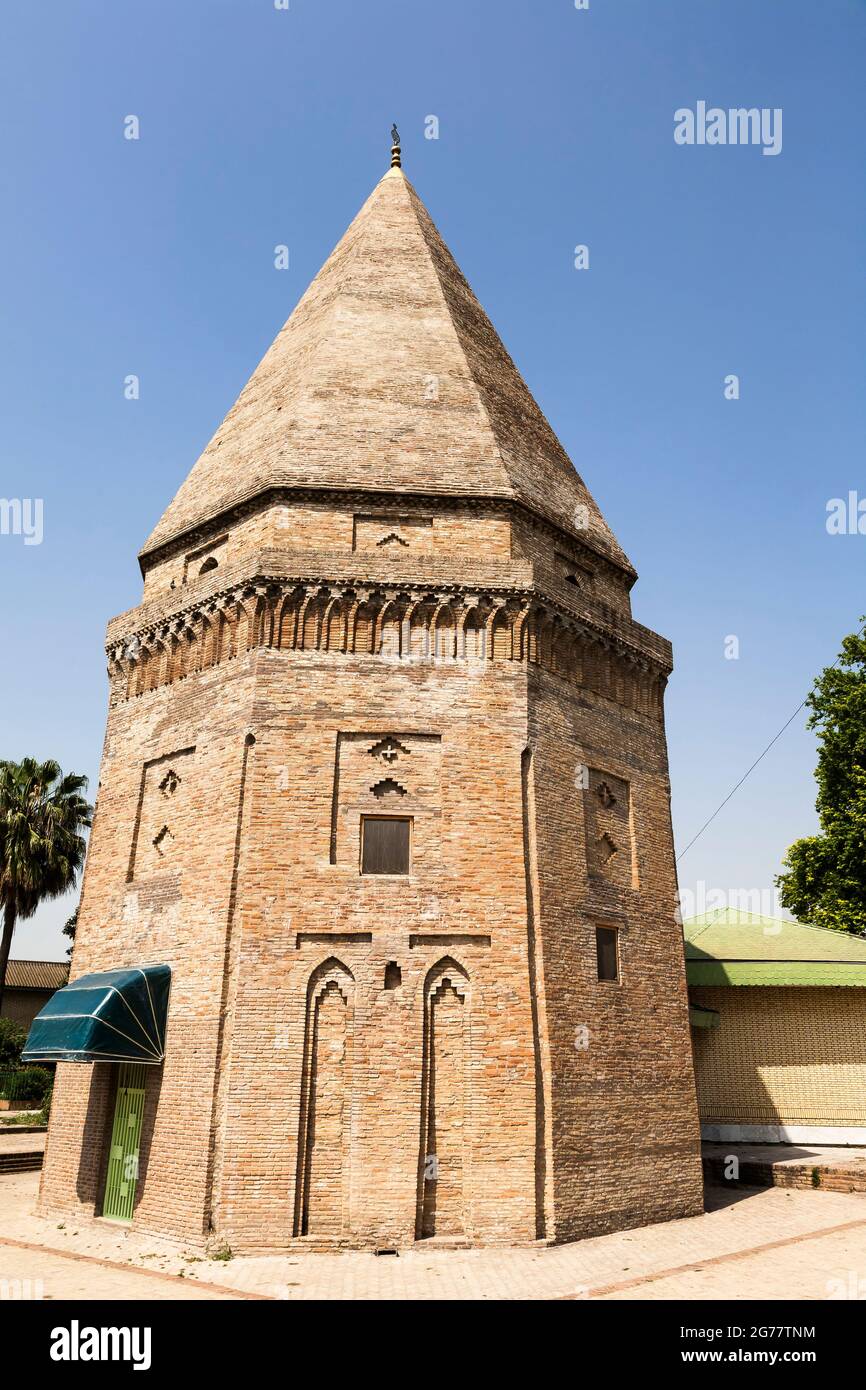 Historical brick tomb tower, Imamzadeh Abbas(Imamzadeh ye Abbas), Sari ...