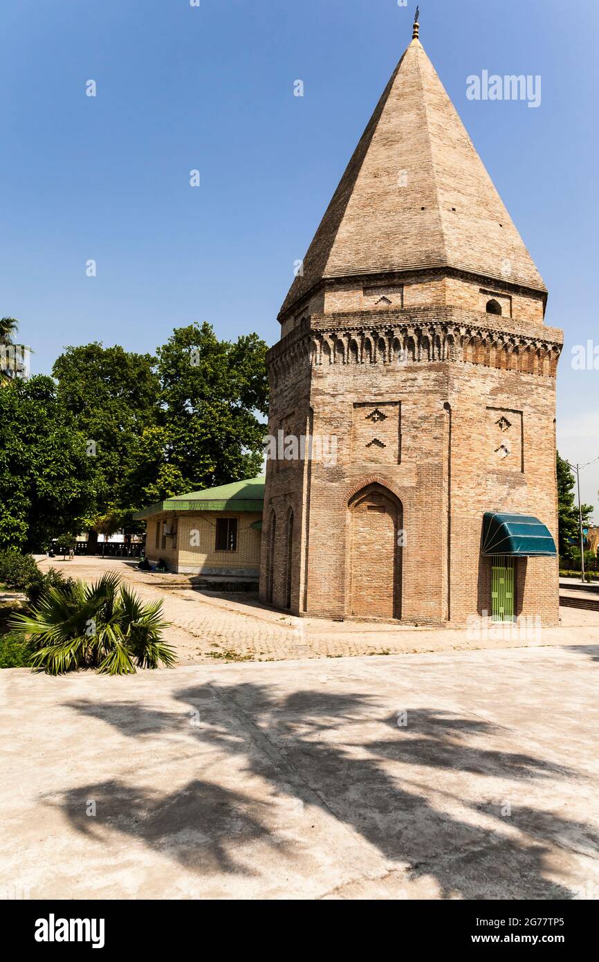 Historical brick tomb tower, Imamzadeh Abbas(Imamzadeh ye Abbas), Sari ...