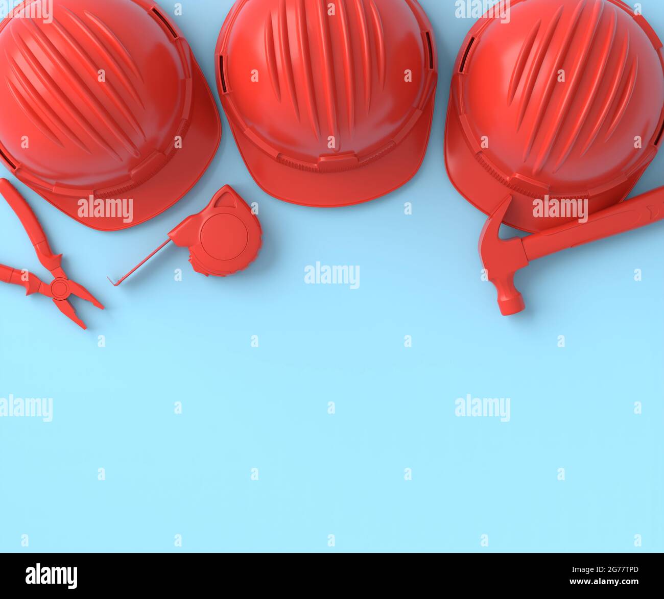 Top view of monochrome construction tools for repair and installation ...