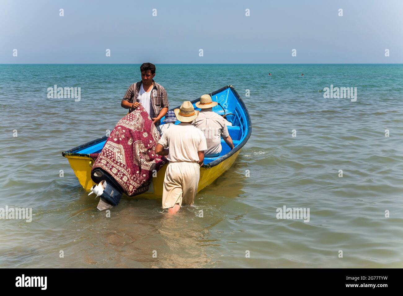 Sightseeing boats, Resort and swimming area of the Caspian sea, suburb ...