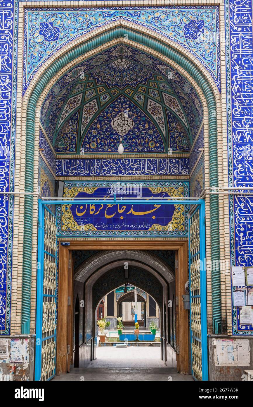 Old brick tower of Jame Mosque of Gorgan, Jameh Mosque, central mosque ...