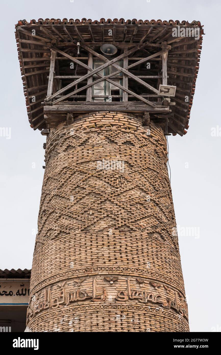Old brick tower of Jame Mosque of Gorgan, Jameh Mosque, central mosque ...