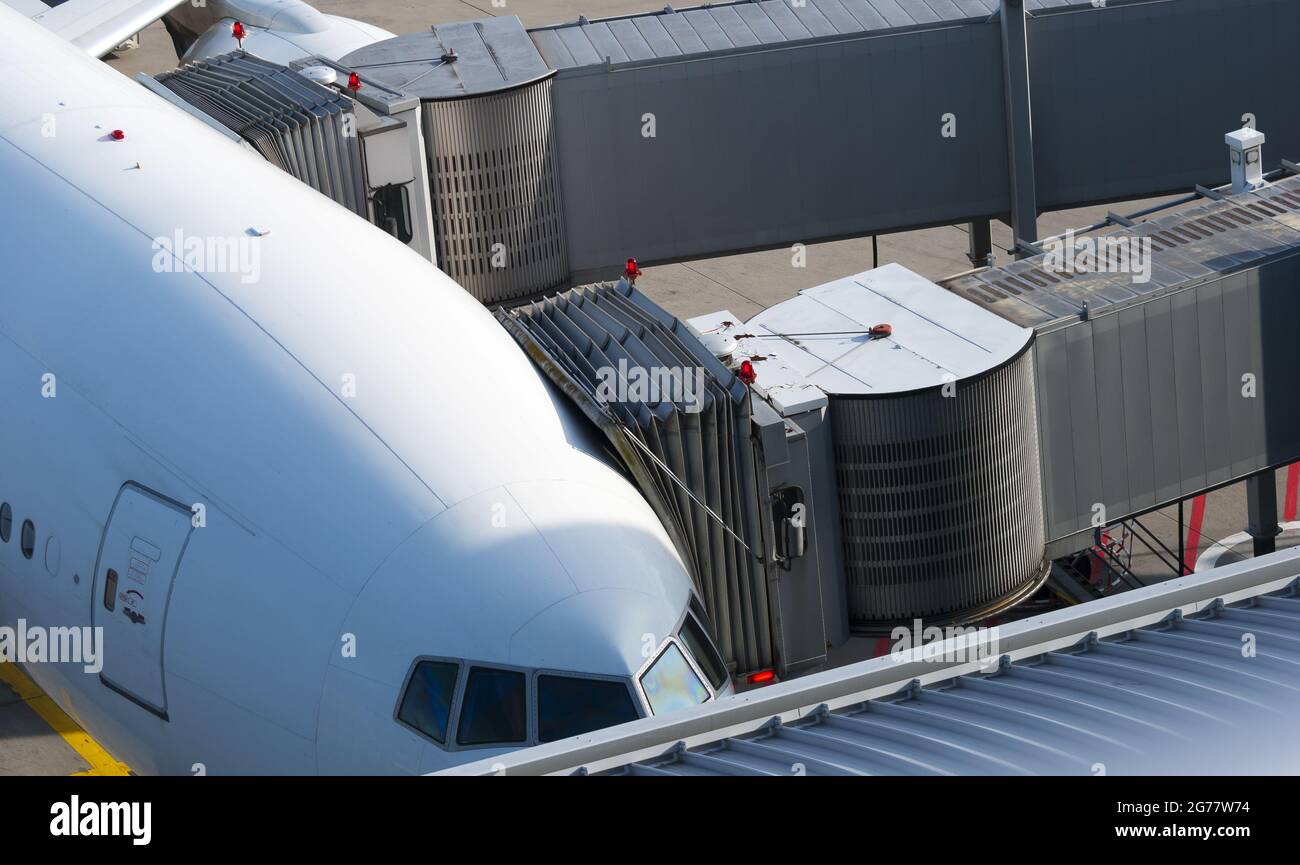 Beautiful photo of aircraft's air ladder at Frankfurt airport Stock ...
