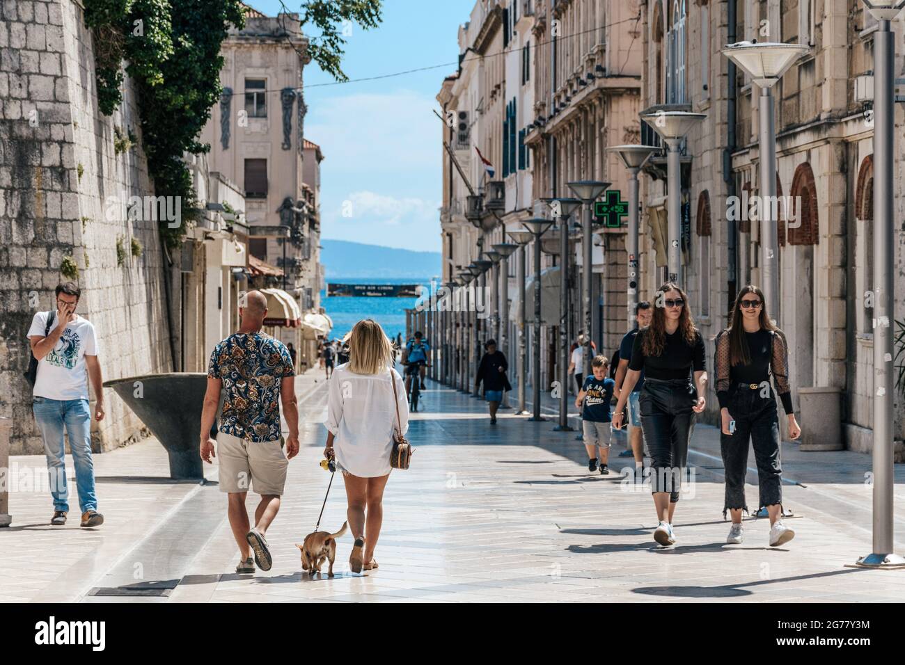 SPLIT, CROATIA - Jun 02, 2021: People and tourists on Marmont street ...
