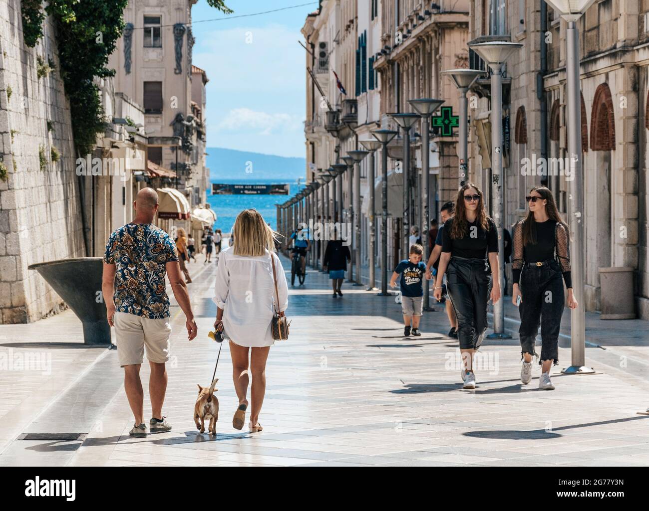 SPLIT, CROATIA - Jun 02, 2021: People and tourists on Marmont street ...