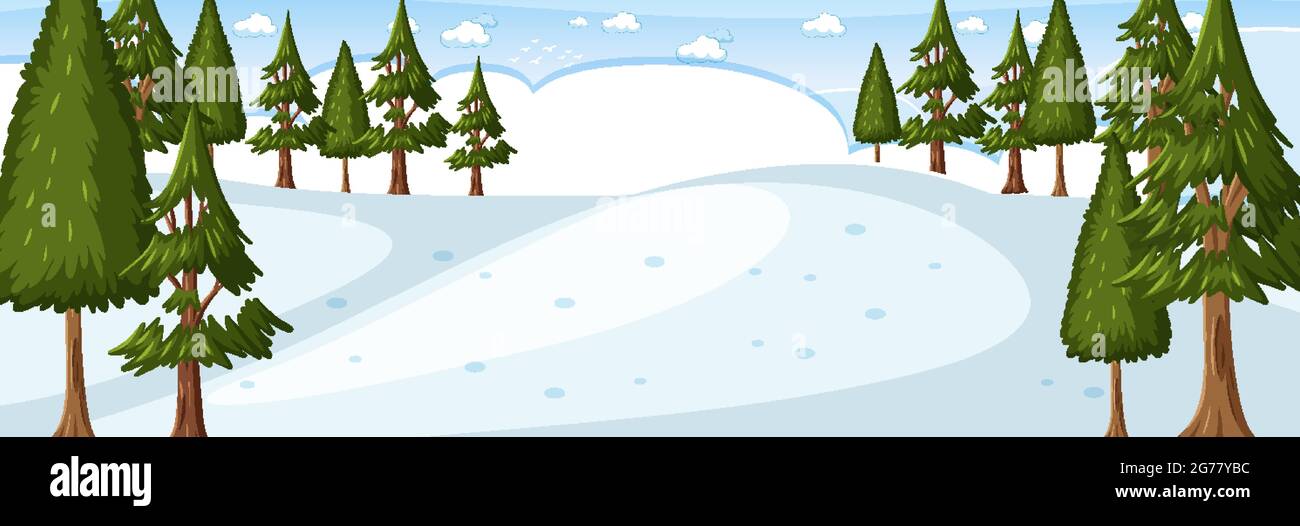 Blank winter forest horizontal landscape scene illustration Stock ...