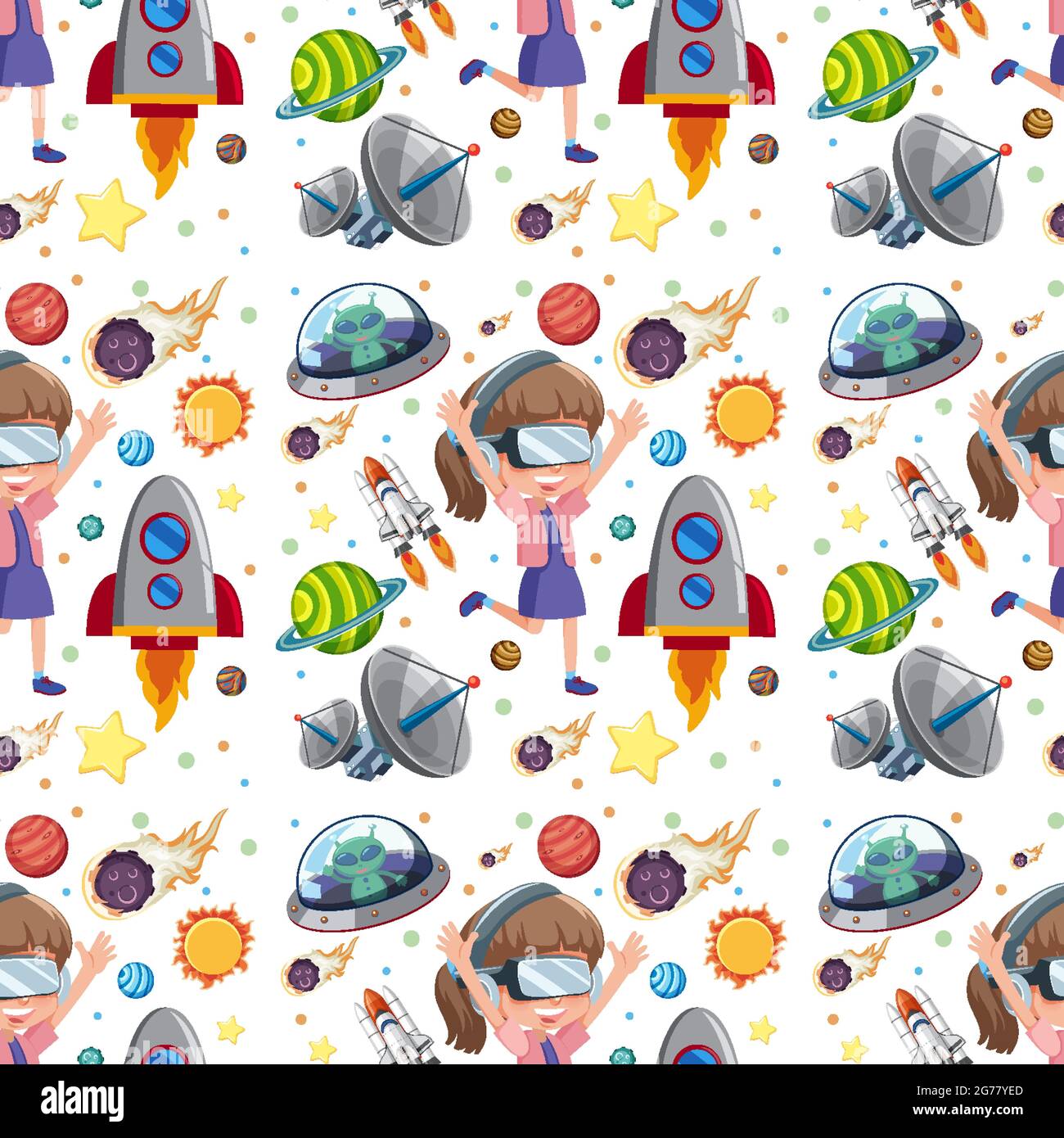 Science kids seamless background illustration Stock Vector Image & Art ...