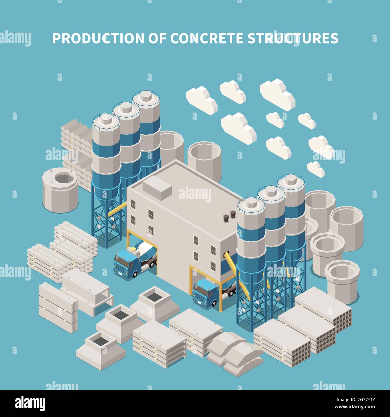Isometric and colored concrete cement production composition with ...