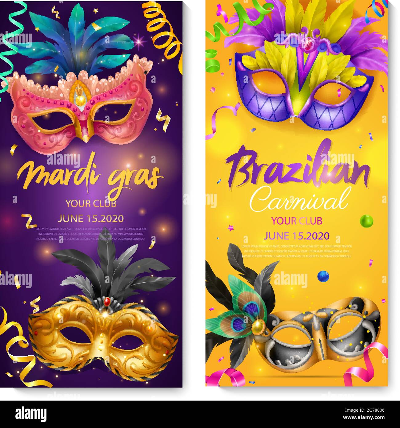 Carnival banner vector masquerade background design layout mask vector ...