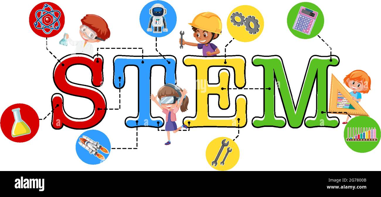 Colourful STEM education text icon illustration Stock Vector Image ...